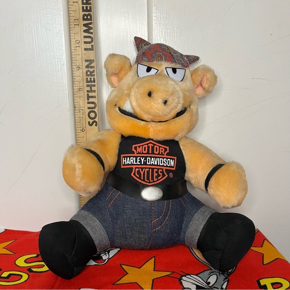 Harley-Davidson | Toys | Vintage 9s Harley Davidson Biker Pig Plush ...